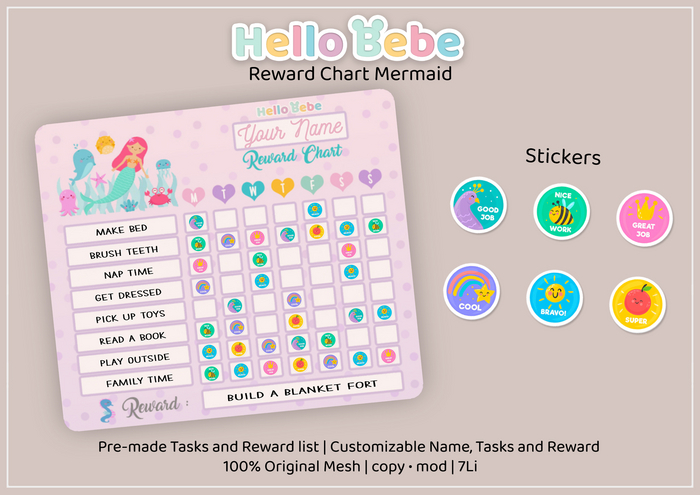 Second Life Marketplace - Hello Bebe - Reward Chart Mermaid